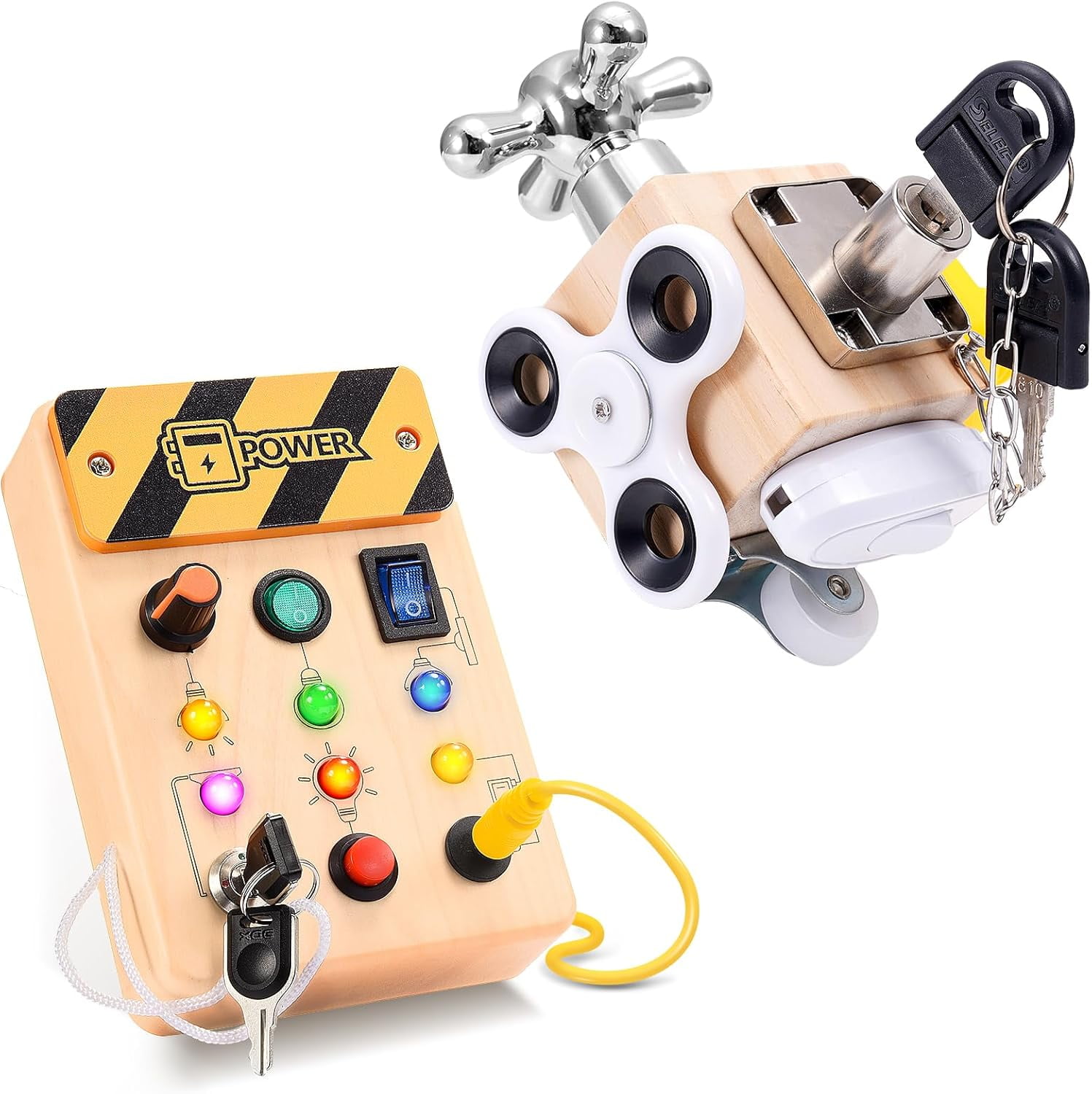 Montessori Busy Board Sensory Toys for Toddler with LED Light Up Switch ...