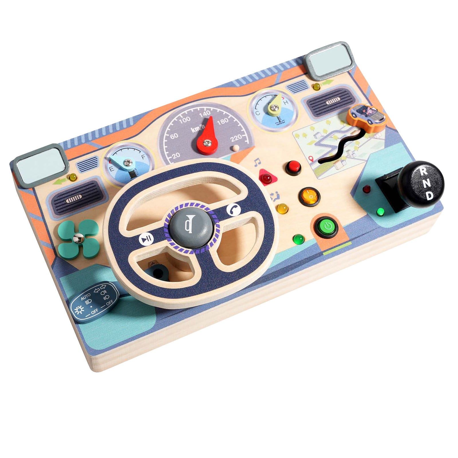 Montessori Busy Board For Toddlers Age 3+ Wooden Car Dashboard Toy With ...