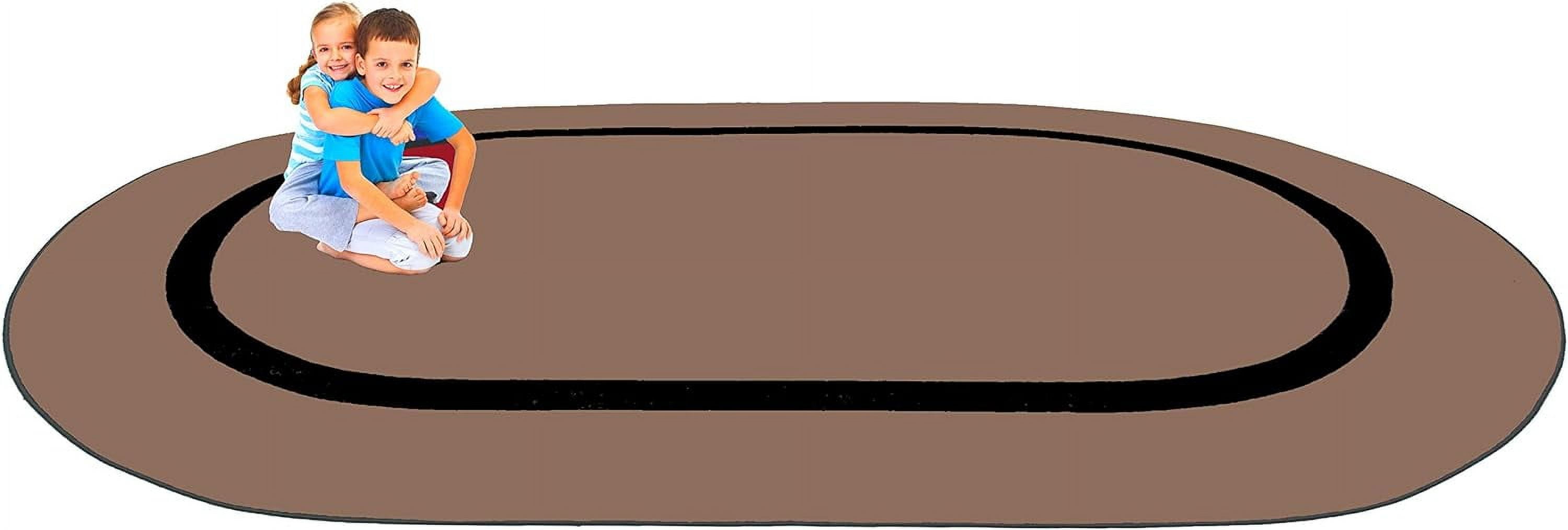 Montessori Classroom Rug 6' x 8'6" Oval, Tan/Black Children's Classroom ...