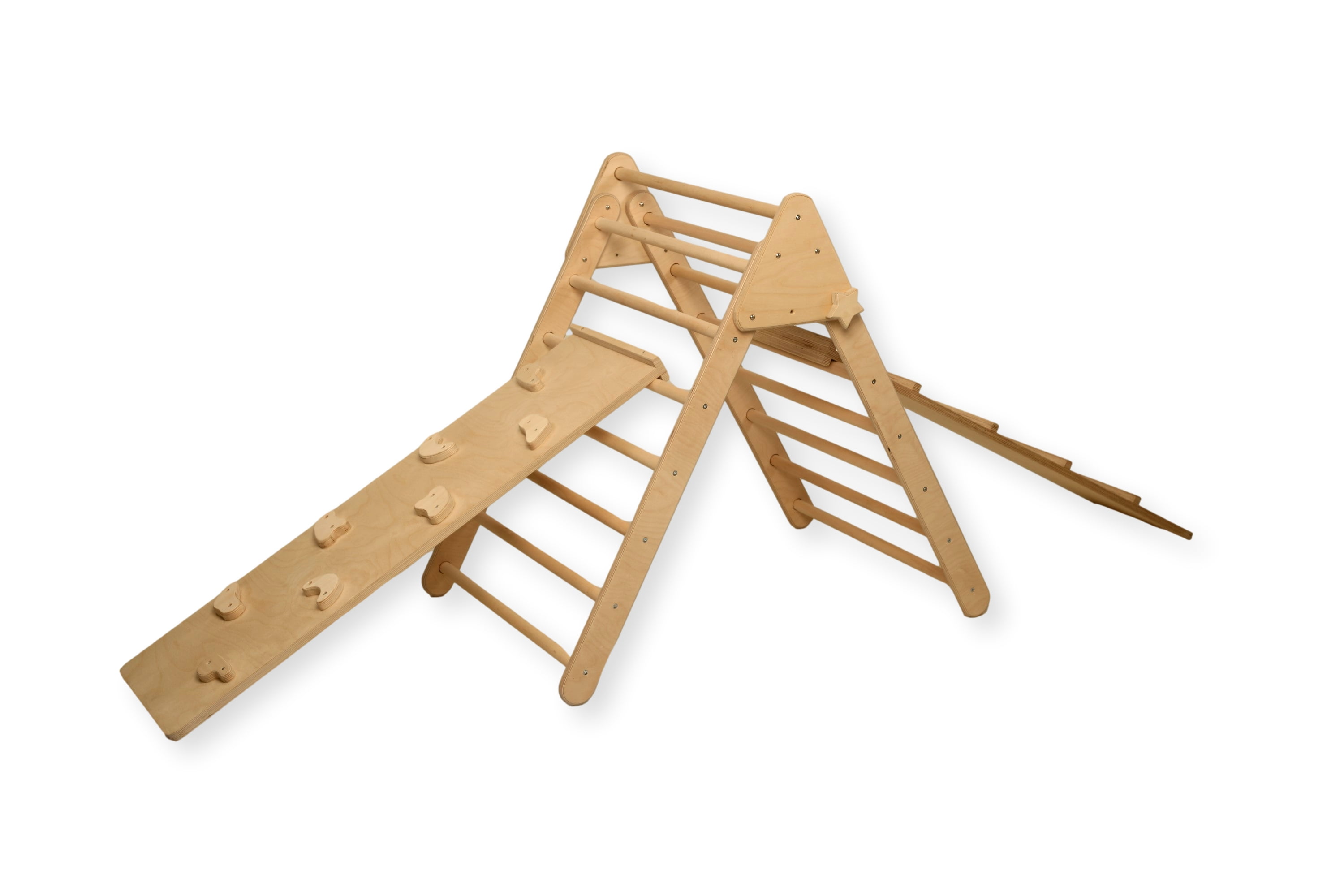 Kidodido Montessori Climbing Triangle with 2 Ramps, Birchwood, Child ...