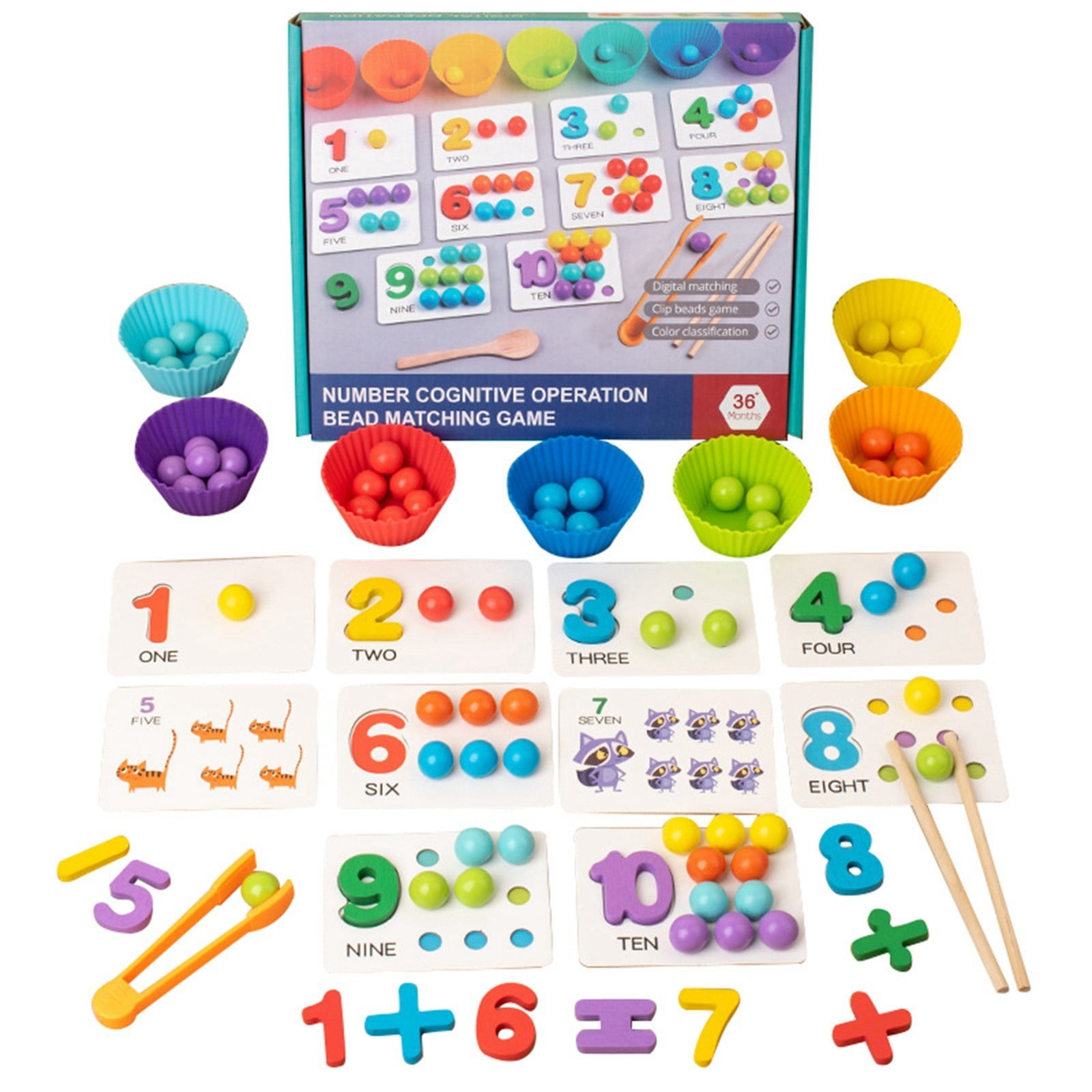 Montessori Digital Learning Game Set Wooden Math Toy for Kids Early ...