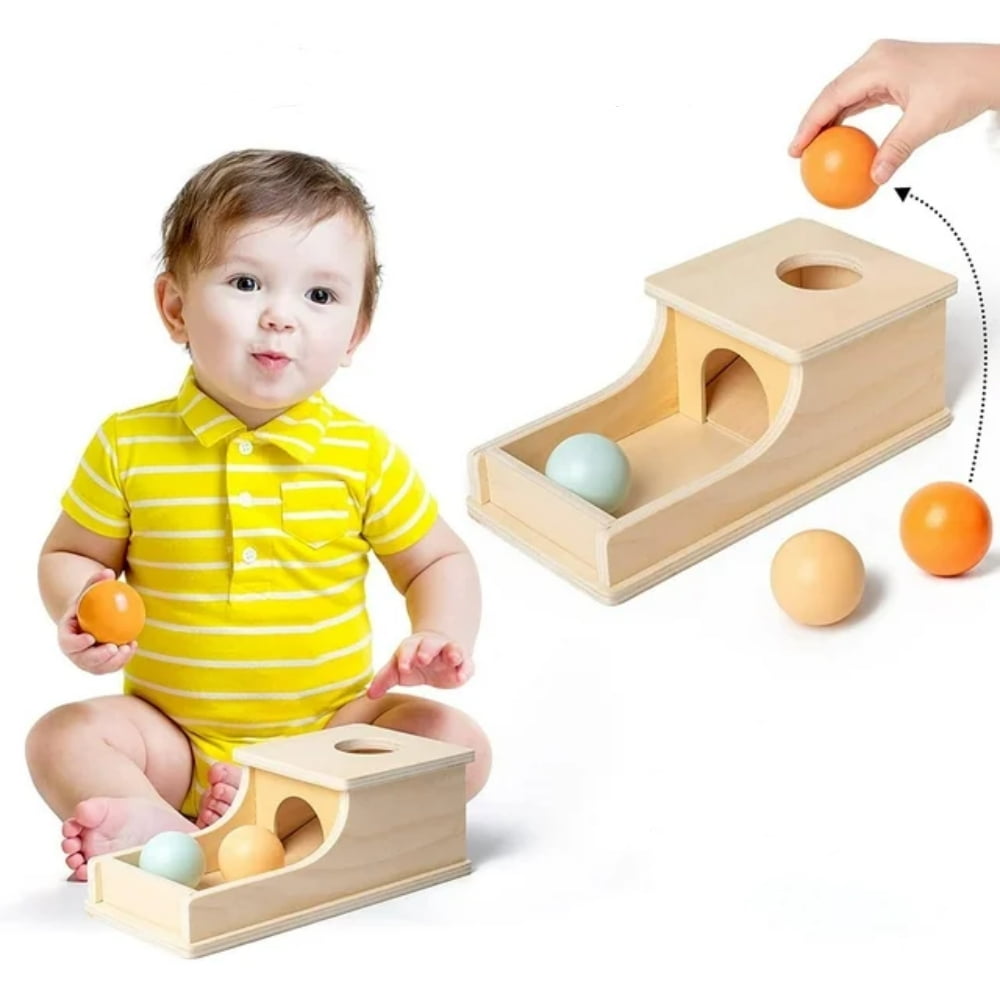 Montessori Object Permanence Box with Tray Three Balls Montessori Toys ...