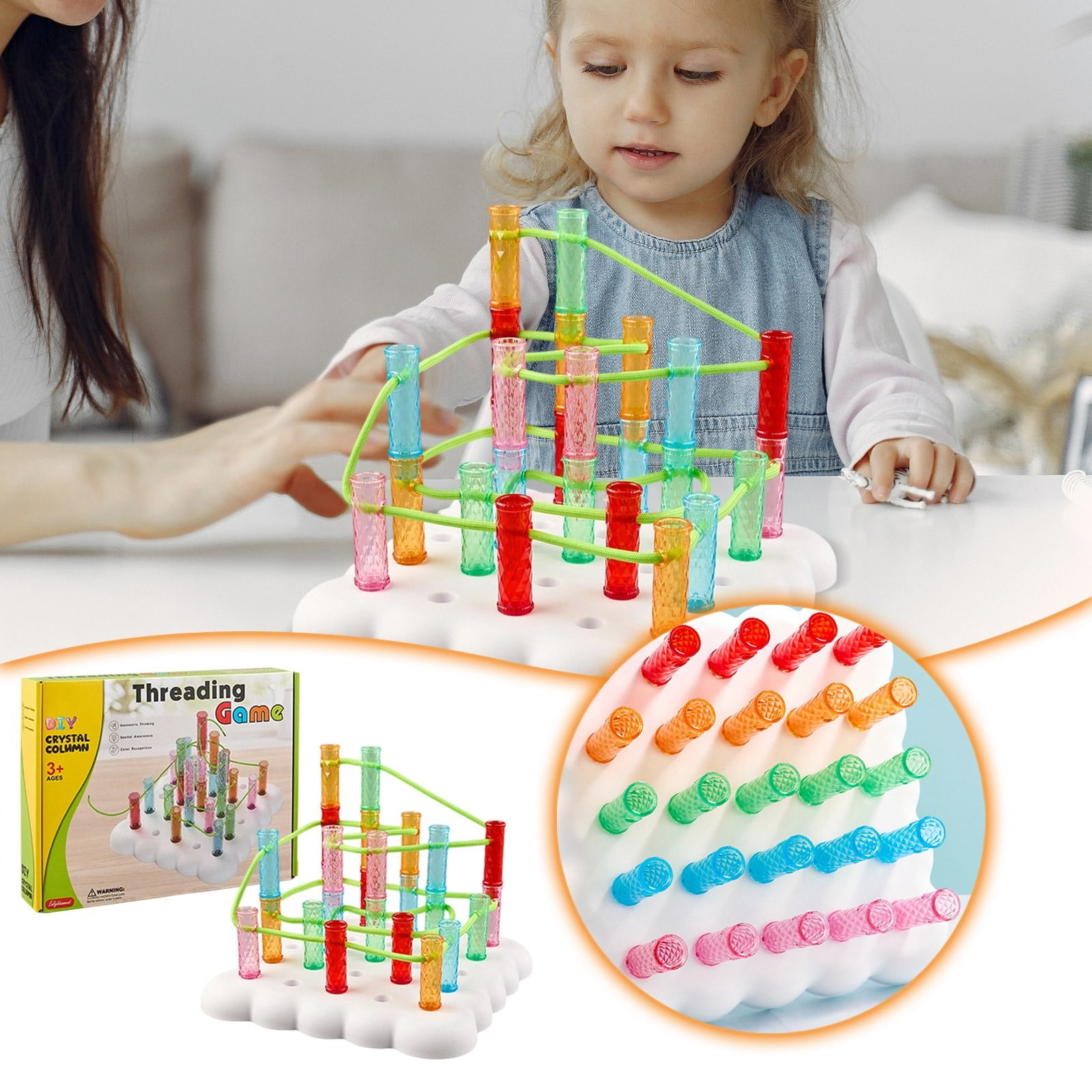 Montessori Educational String Puzzle Stacking Toy for Kids - Learning ...