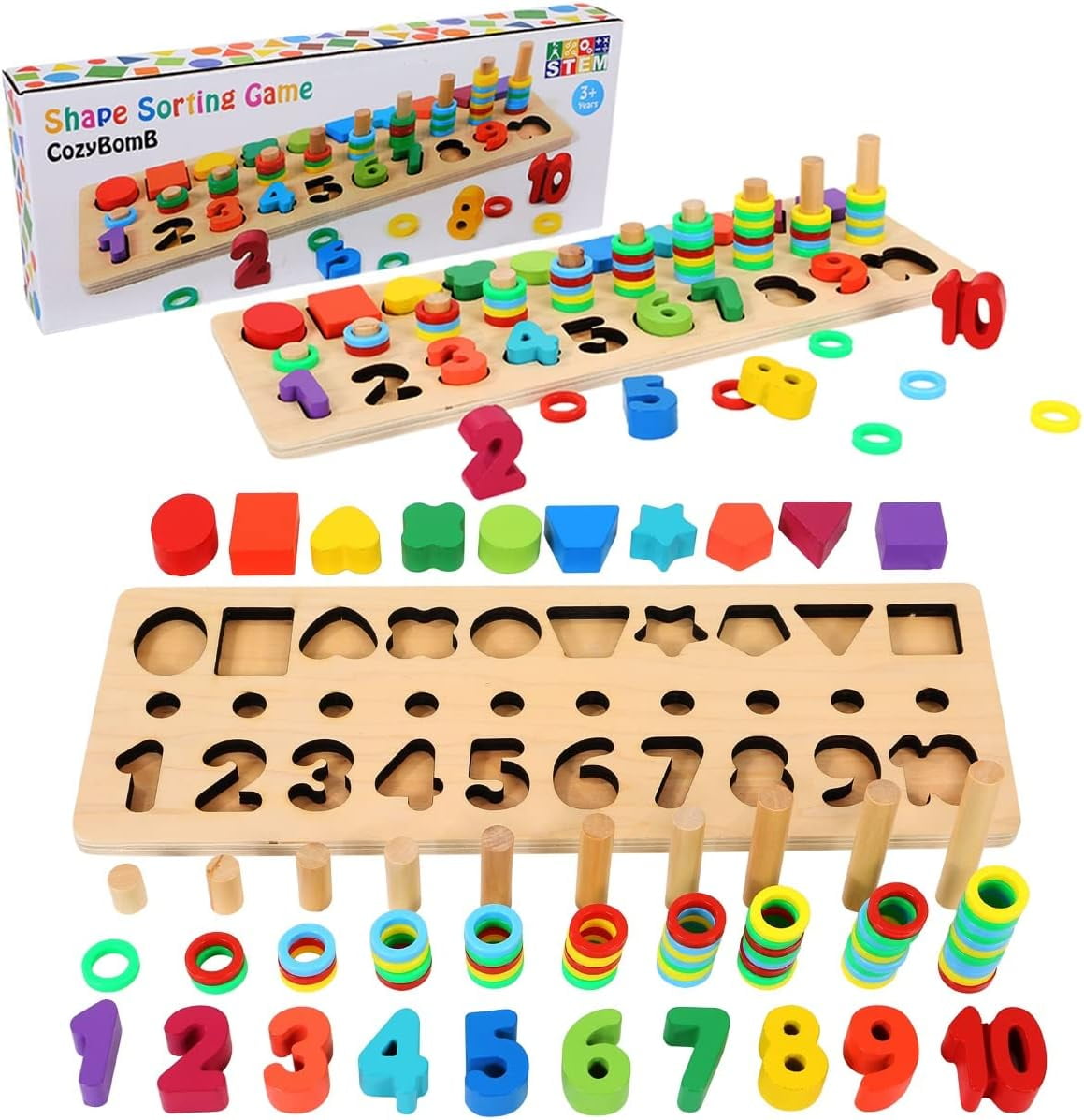 Montessori Educational Wooden Toys for Kids Toddler Number Puzzles ...
