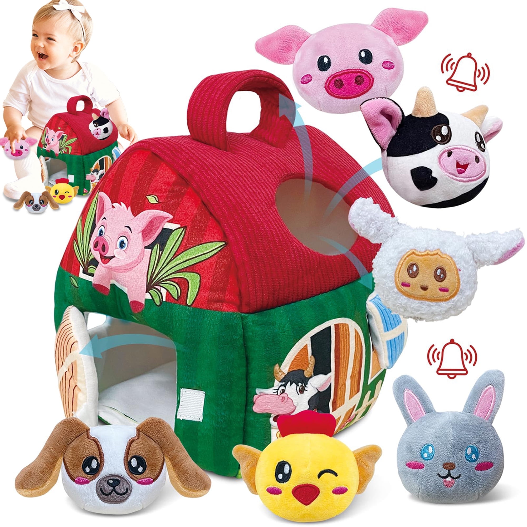 Montessori Farm Sensory Play Set for 6-12 Months | Soft Barn Animals ...