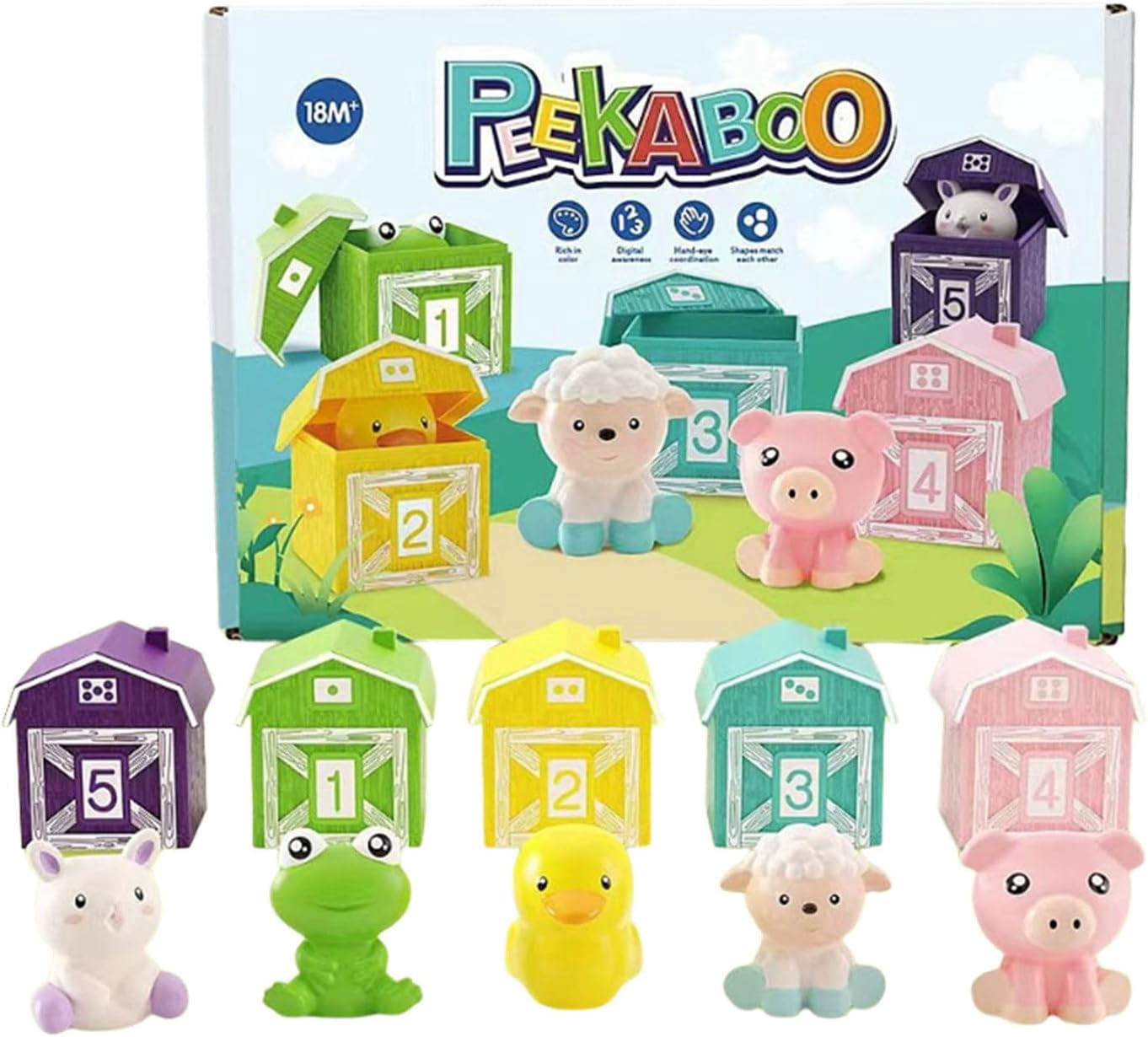 Montessori Farm Train Set, Farm Animals Finger Puppets, Farm Train to ...