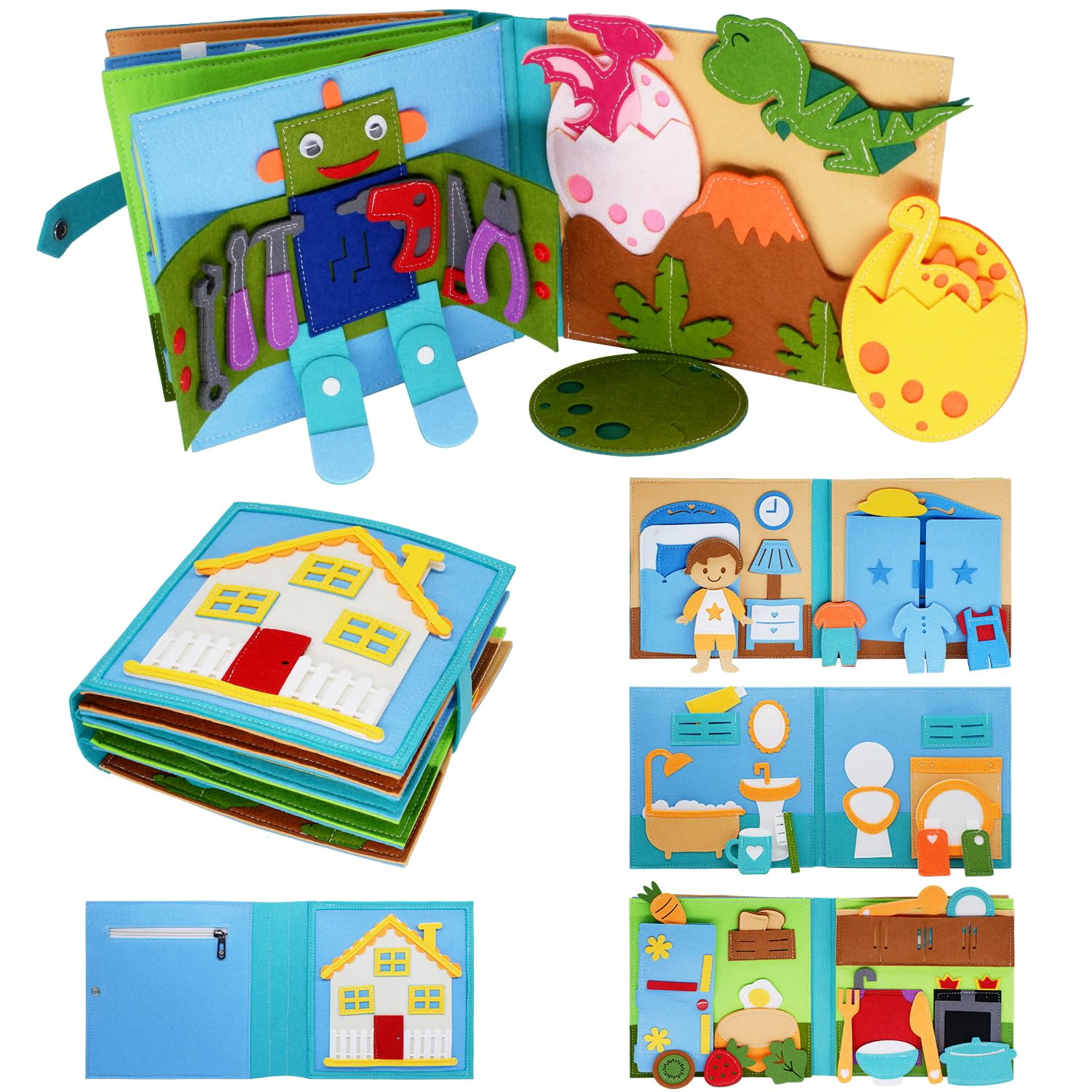 Montessori Felt Busy Book Toddlers Cloth Quiet Book Preschool House ...