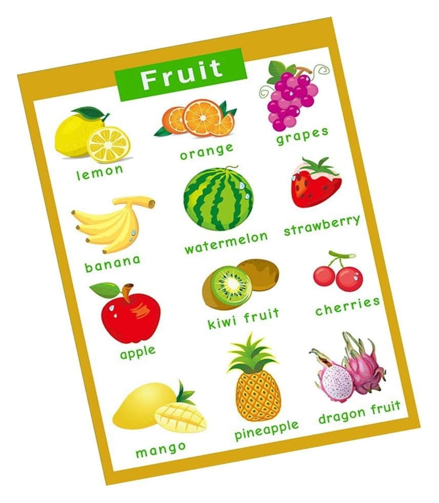 Colorful Fruits Educational Poster - Thematic Wall Chart for Preschool ...