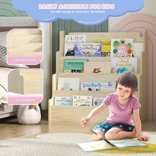 Montessori Kids bookcase Scalloped Toddler Book Front Facing Display ...