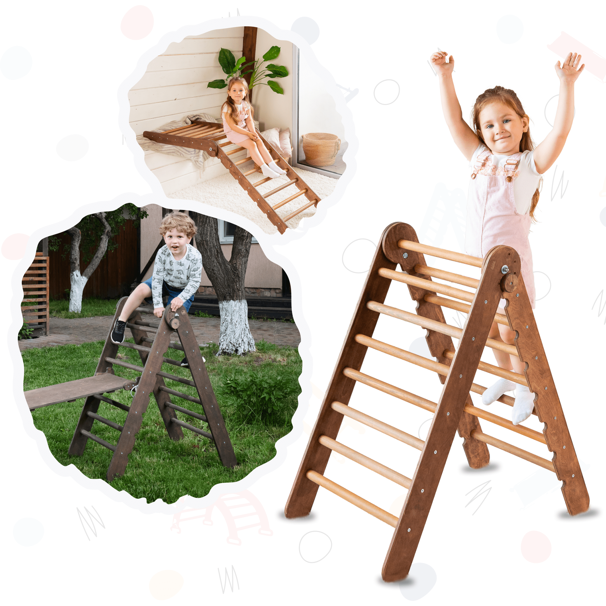 Montessori Ladder Climber: Handmade Foldable Wooden Triangle Ladder for ...
