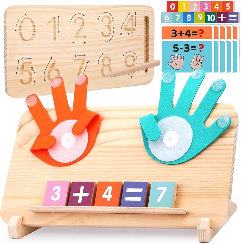 Montessori Learning Toys for Toddlers 2-4, Double-Sided Finger Counting ...