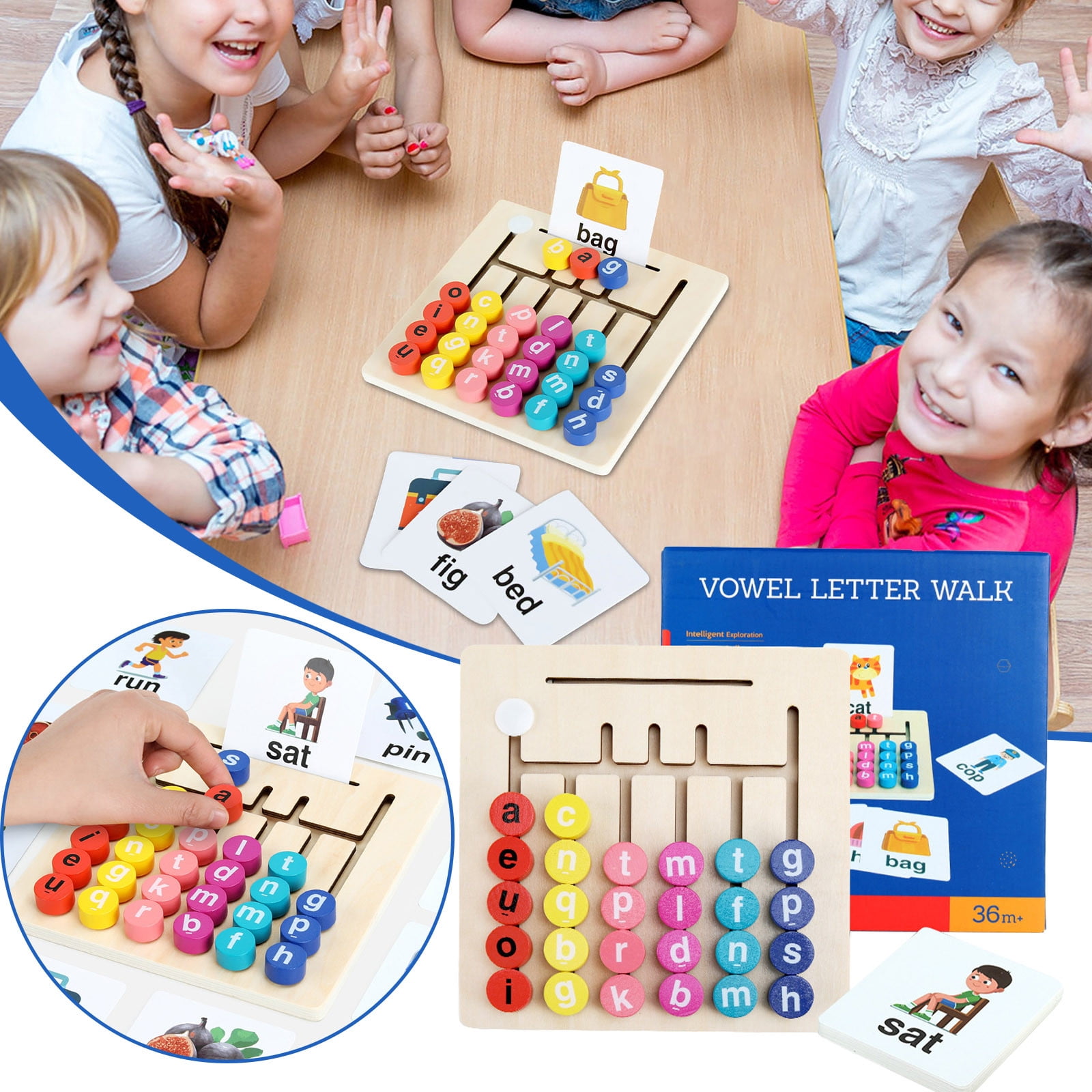 Montessori Letter Learning Toys Slide Puzzle Color & Shape Matching ...