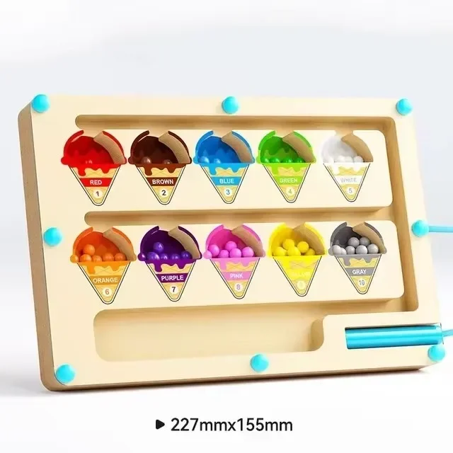 Montessori Magnetic Color Sorting Games Maze Board Pen Moving Bead ...
