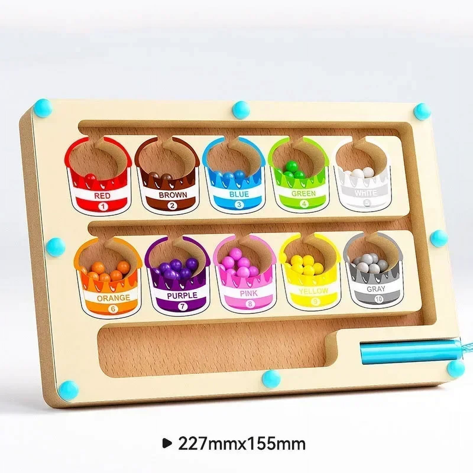 Montessori Magnetic Color Sorting Games Maze Board Pen Moving Bead ...