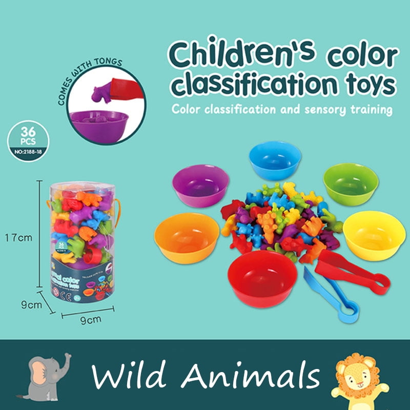 Montessori Material Rainbow Counting Bear Math Toys Animal Dinosaur ...