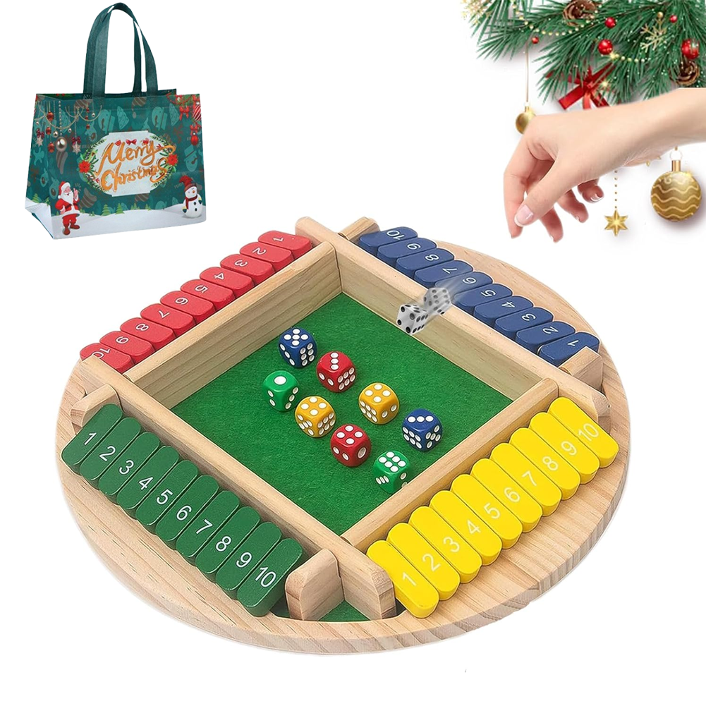 Montessori Number Knockdown Game, Shut the Box-Wooden Dice Board Game ...
