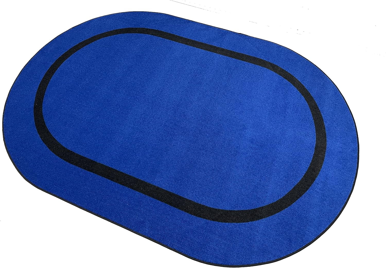 Montessori Oval Nylon Area Rug, 6' x 8'6", Blue/Black (FE731-35A ...