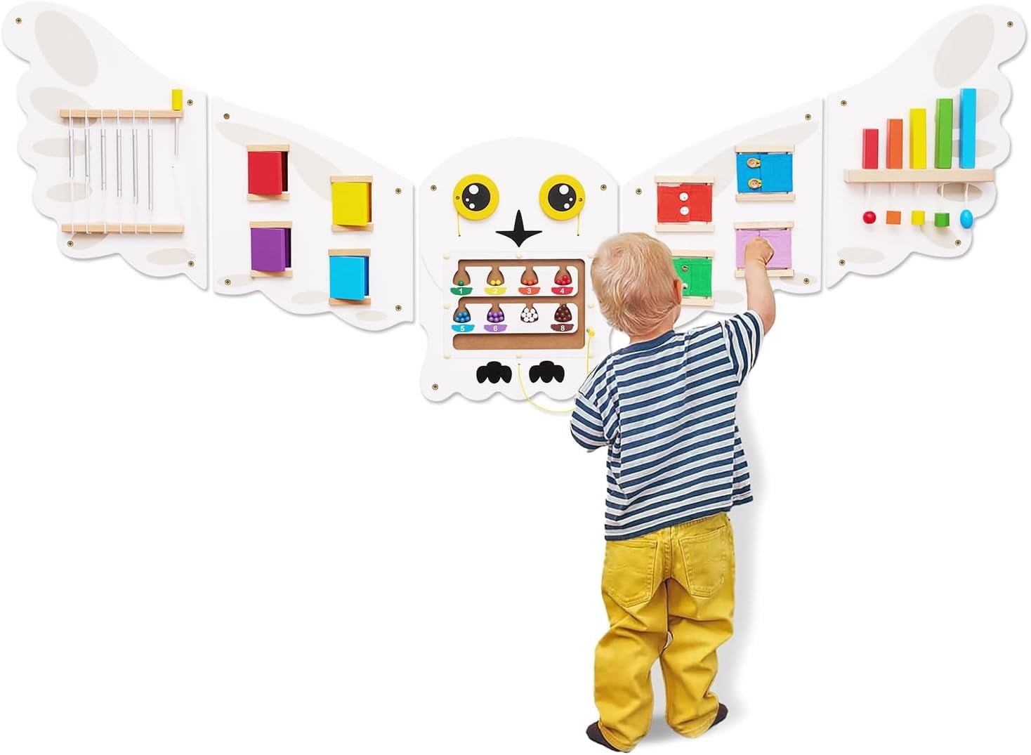 ® Montessori Owl Busy Board - Sensory Wall Panel for Toddlers, Wooden ...