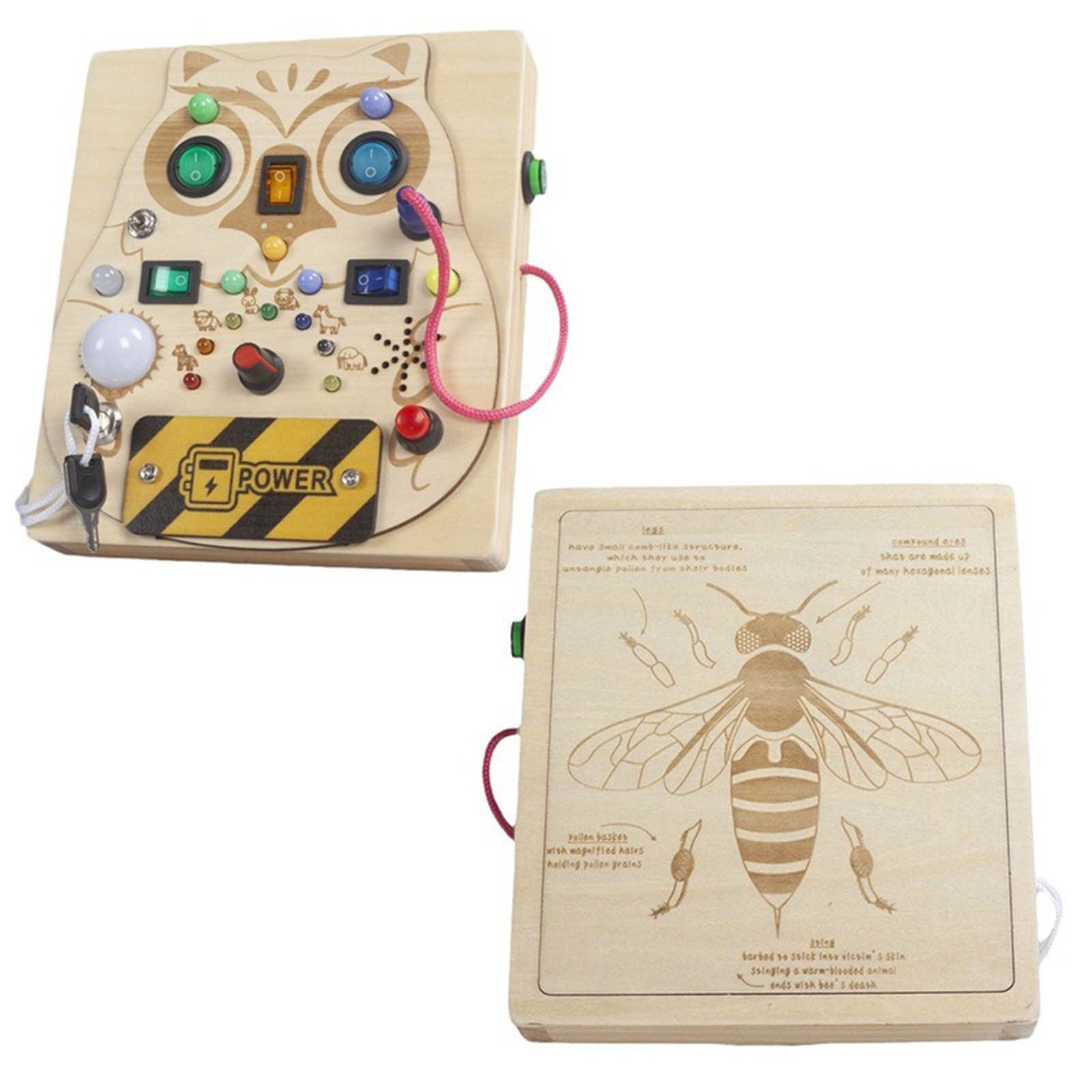 Montessori Owl Wooden Busy Board - Toddler Sensory Switch Toys ...