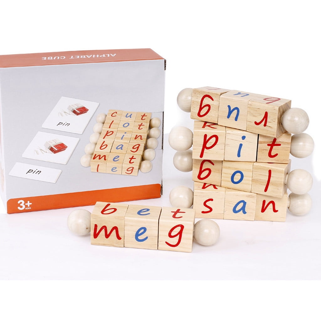 Montessori Phonetic Reading Blocks Wooden Words Spelling Game - Walmart.com