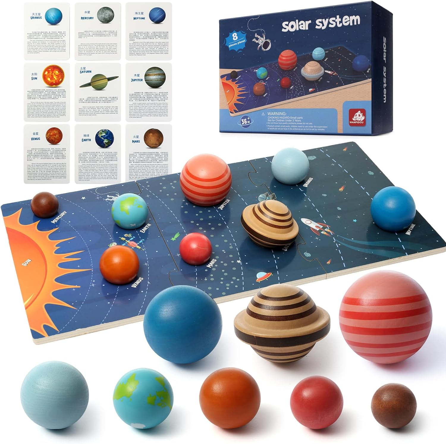 Montessori Planet Toys for 1 2 3 Year Old, Wooden Planets for Kids ...
