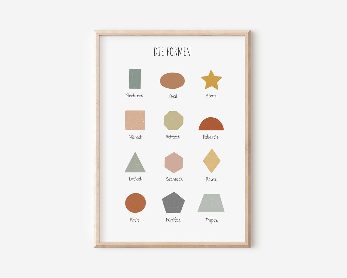 Montessori Poster With Geometric Shapes For Kindergarten In A4 And A3 ...