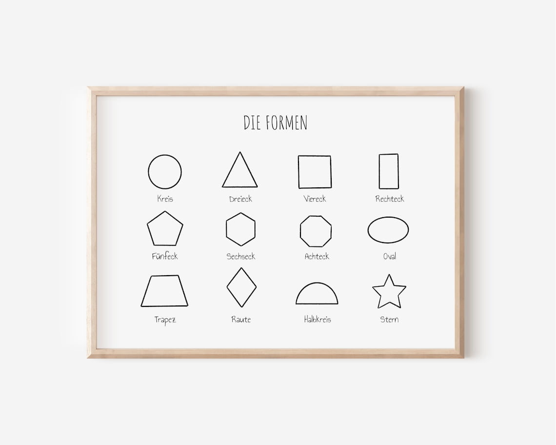 Montessori Poster With Geometric Shapes Kindergarten In A4 And A3 Boys ...
