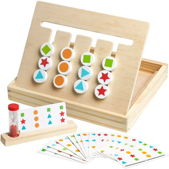 Montessori Wooden Learning Toys: Logic Game, Slide Puzzle, Color ...