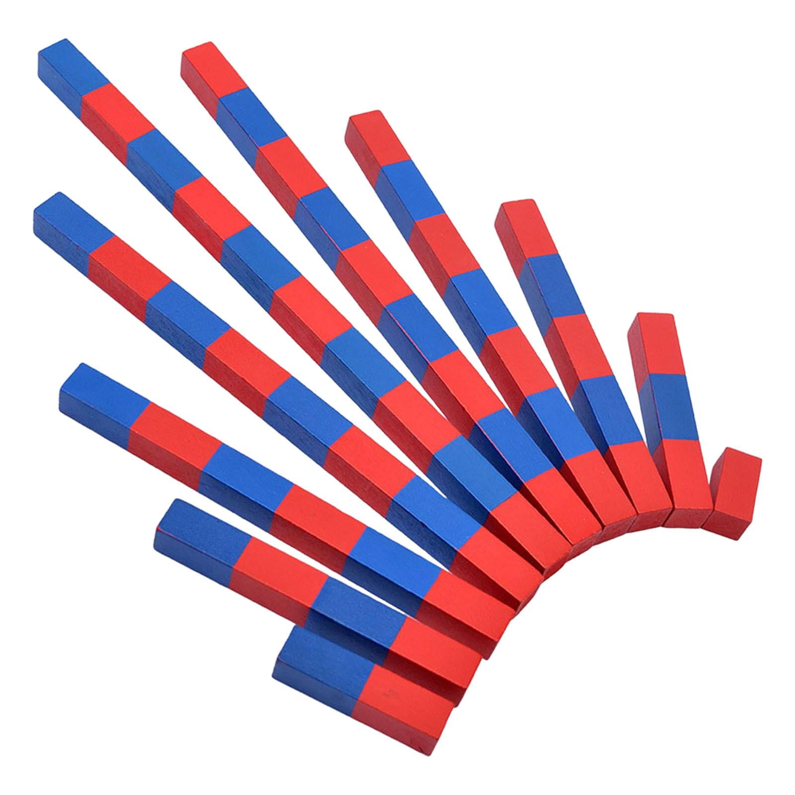 Montessori Red Blue Number Rods Counting Sticks Developmental Toy ...