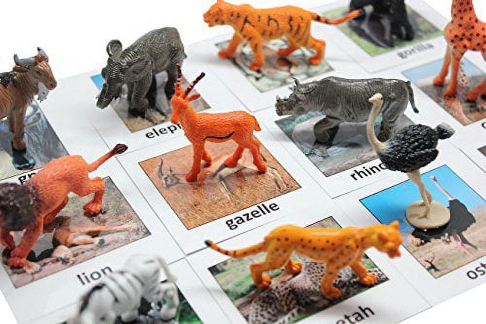 Montessori Safari Animal Match - Miniature Figurines with 2 Part ...
