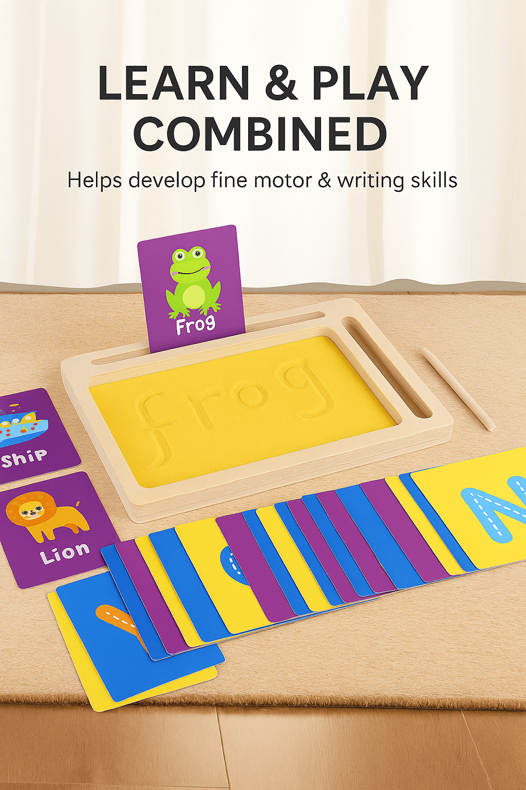 Montessori Sand Drawing & Alphabet Tracing Board for Kids – 2-in-1 ...