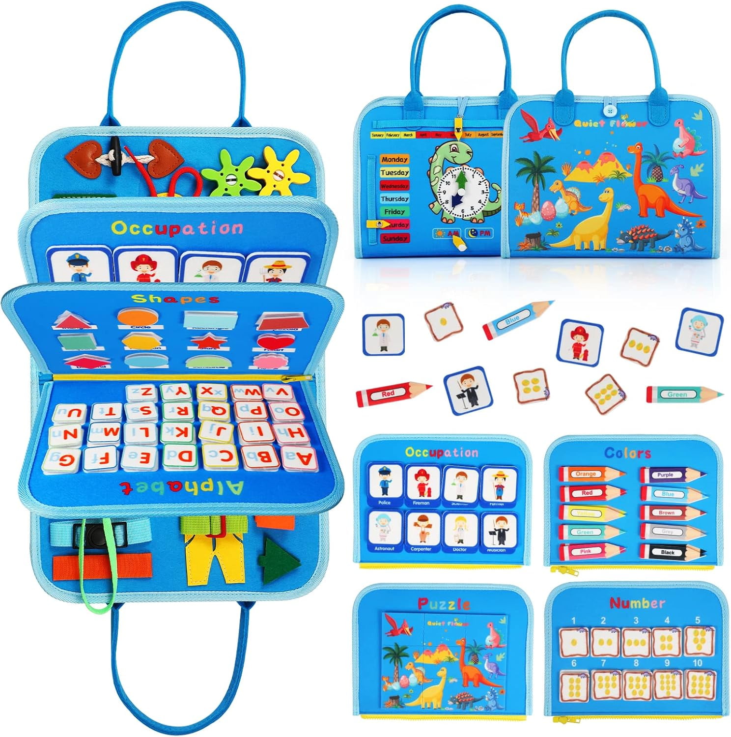 Montessori Sensory Activity Binder – Busy Book with Fishing Game ...