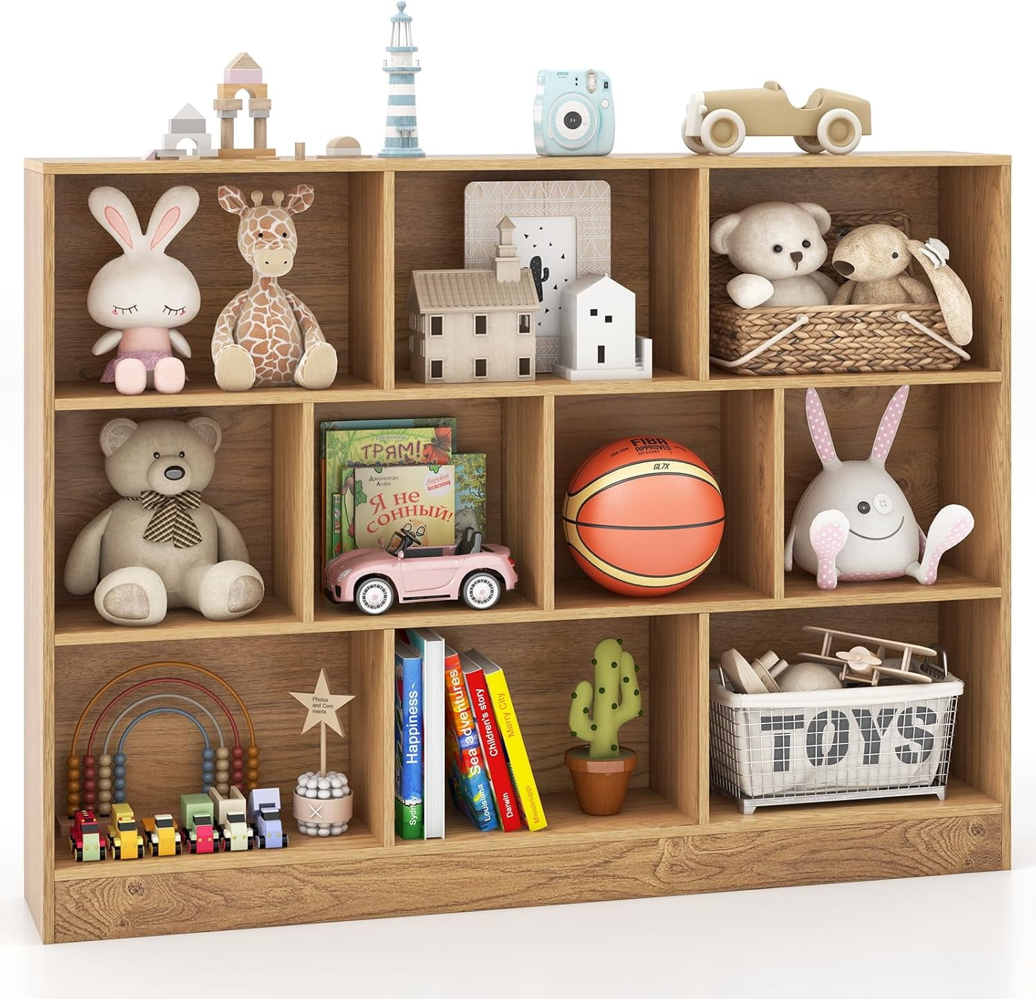 Montessori Shelf 8-Section Toy Storage Organizer for Books Toys 3 Tier ...