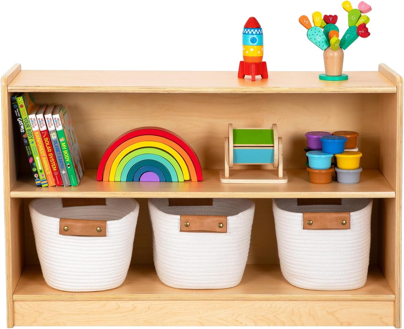 Montessori Shelf, Toy Organizers and Storage, 2-Tier Toddler Bookshelf ...
