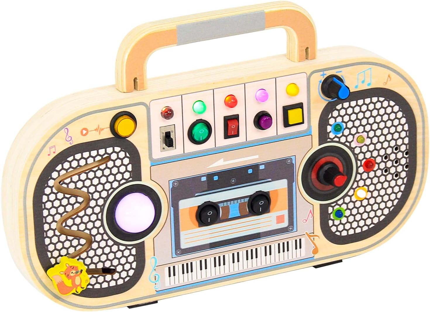 Montessori Toddler Busy Board LED Voice Recorder,Wooden Sensory Toys ...