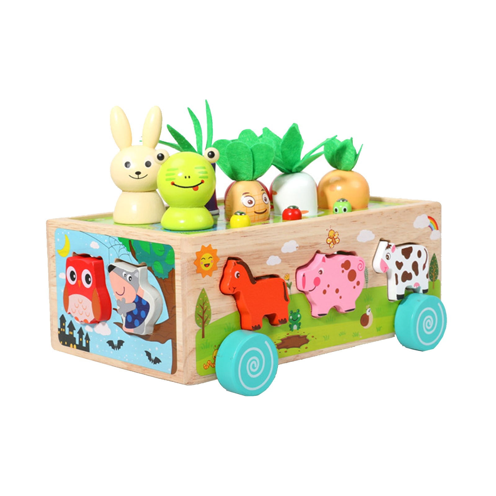 Montessori Toy for 1 2 3 Years, Carrot Plug-In Game Wooden Motor Skills ...
