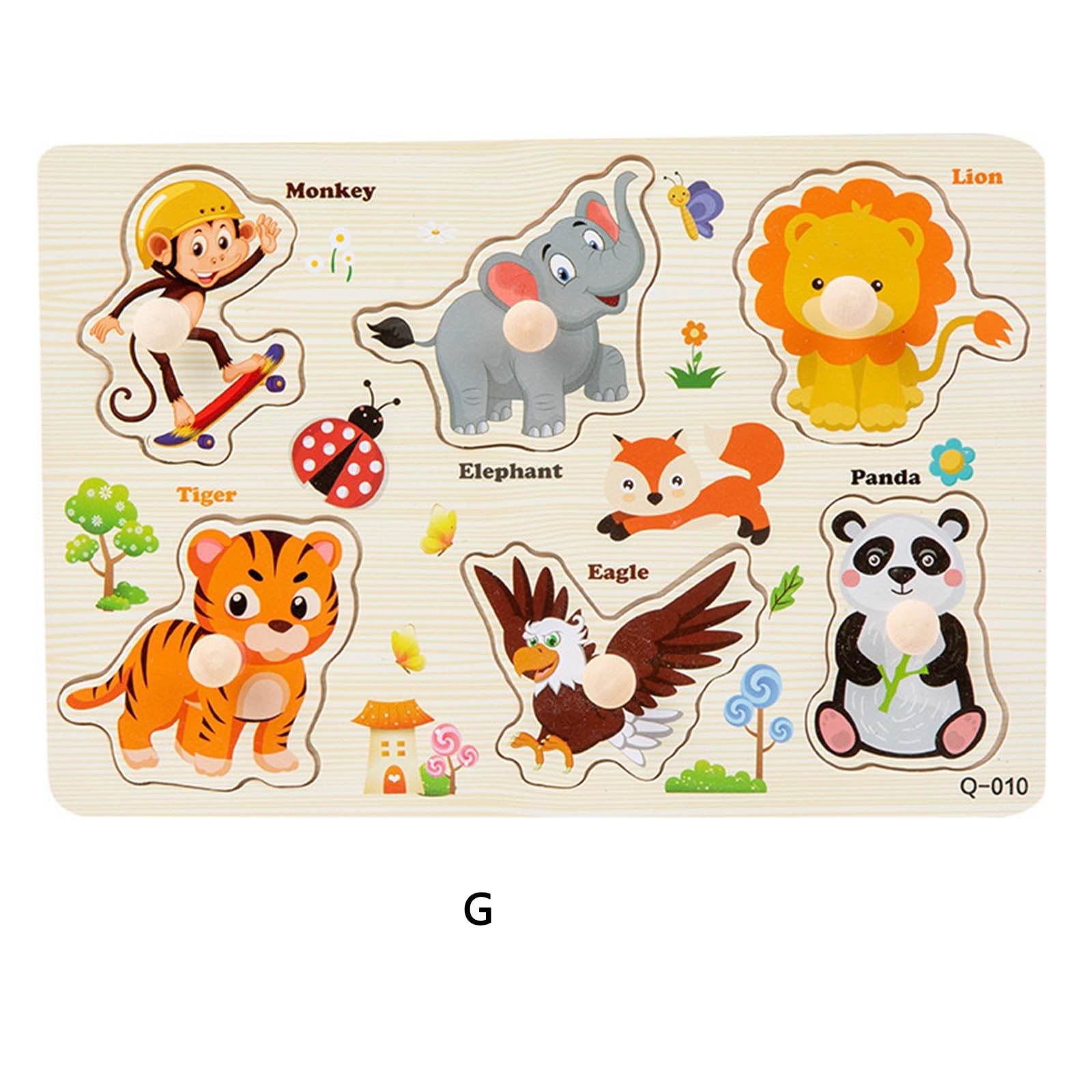 Montessori Toy Wooden Puzzle Board Early Learning Animal Shape Matching ...