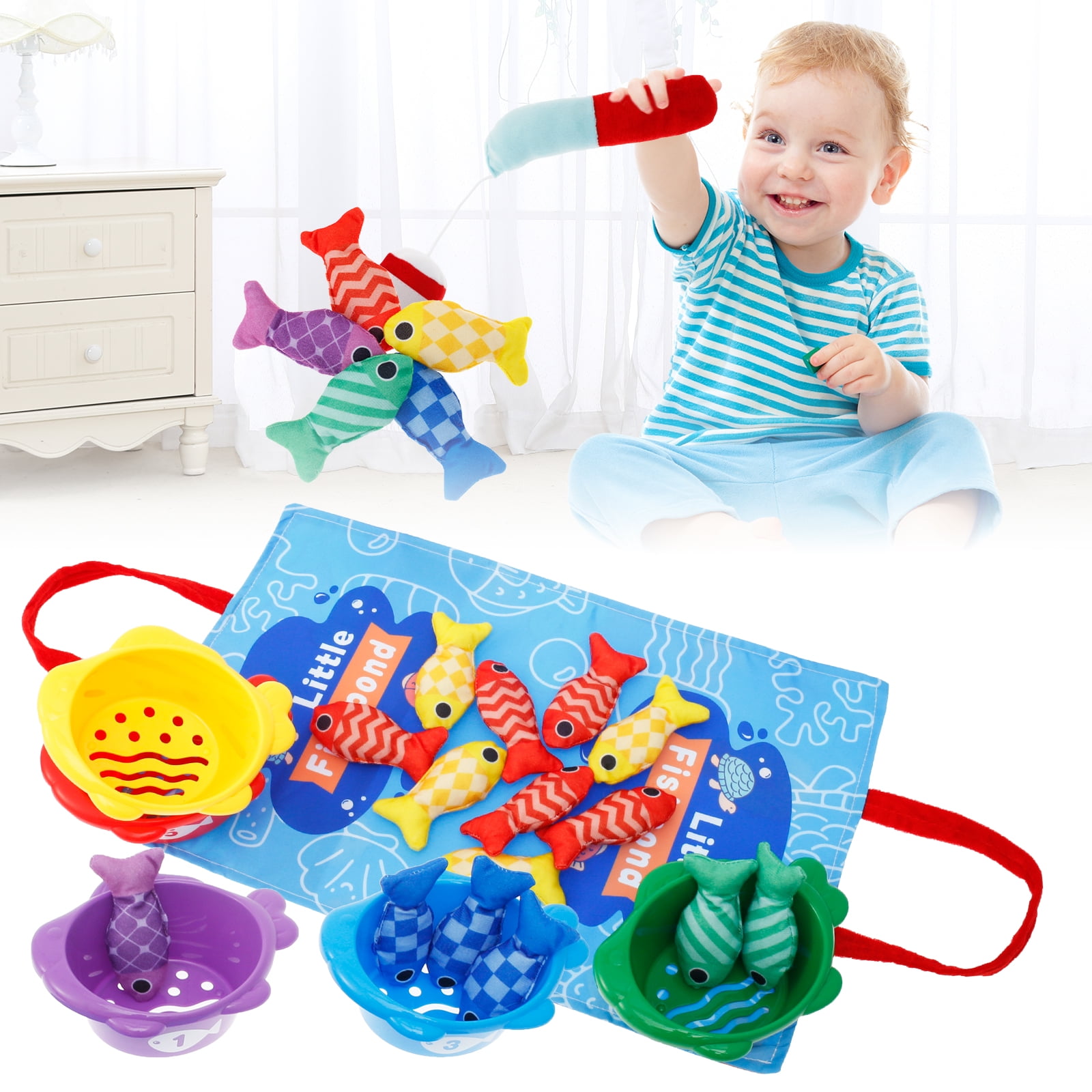 Montessori Toys Fishing Game Soft Cloth Fishing Toys Fun Toddler ...