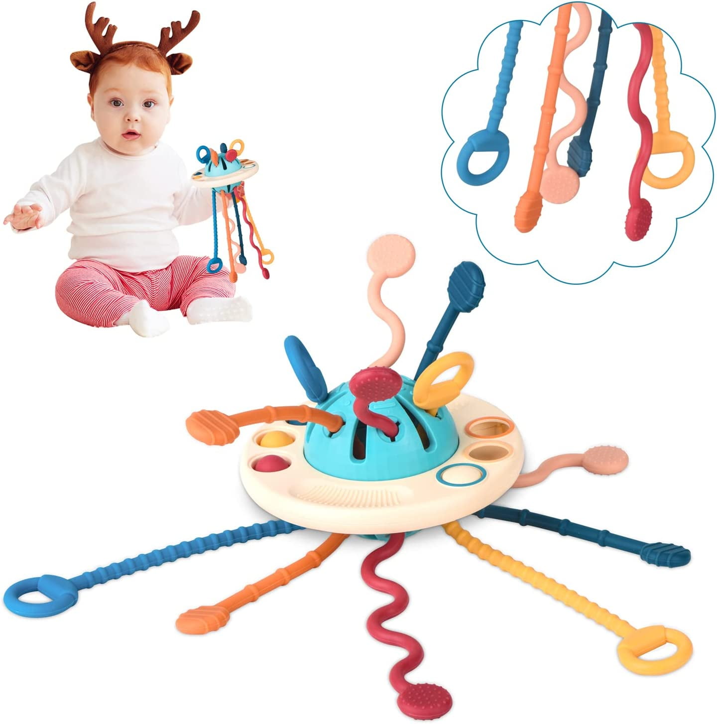 Montessori Toys, Silicone Pull String Activity Toys, Baby Sensory Toys ...