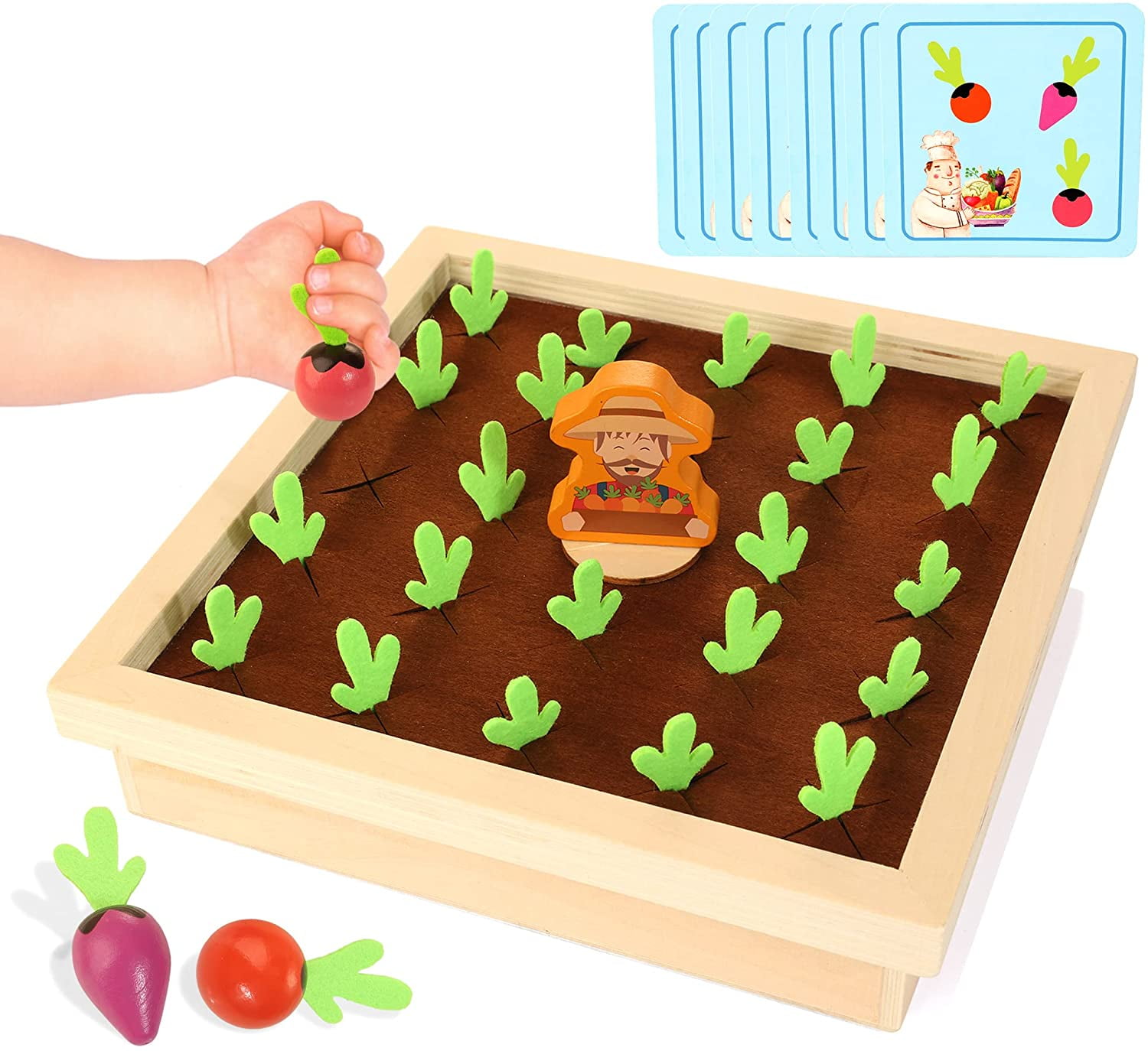 Montessori Toys, Wooden Carrot Harvest Game, Vegetable Memory Game ...