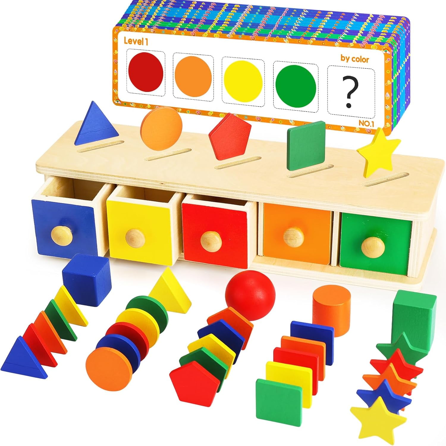 Montessori Toys Wooden Color & Shape Sorter Toys for Toddlers 1-3 ...