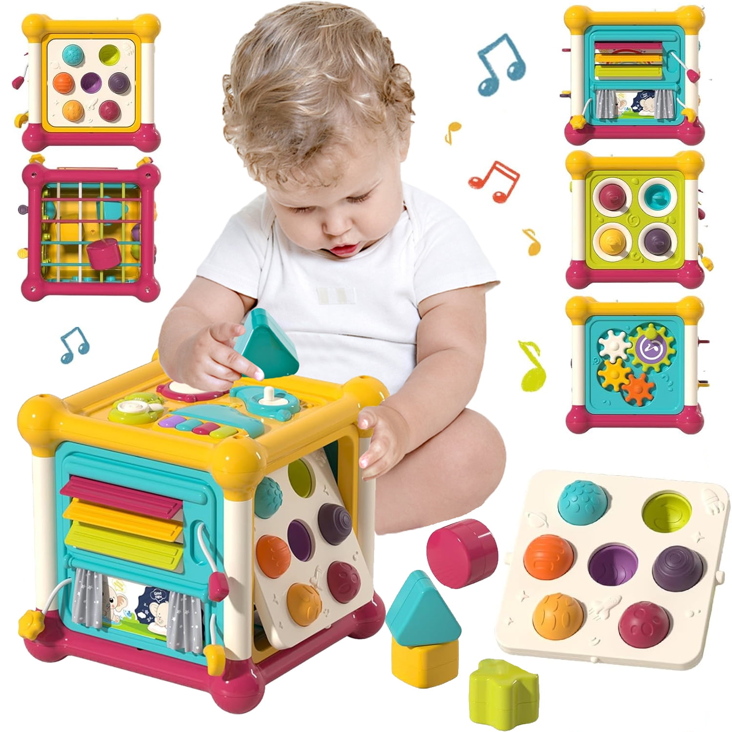 Montessori Toys for 1 Year Old, 12 in 1 Early Educational Activity Cube ...