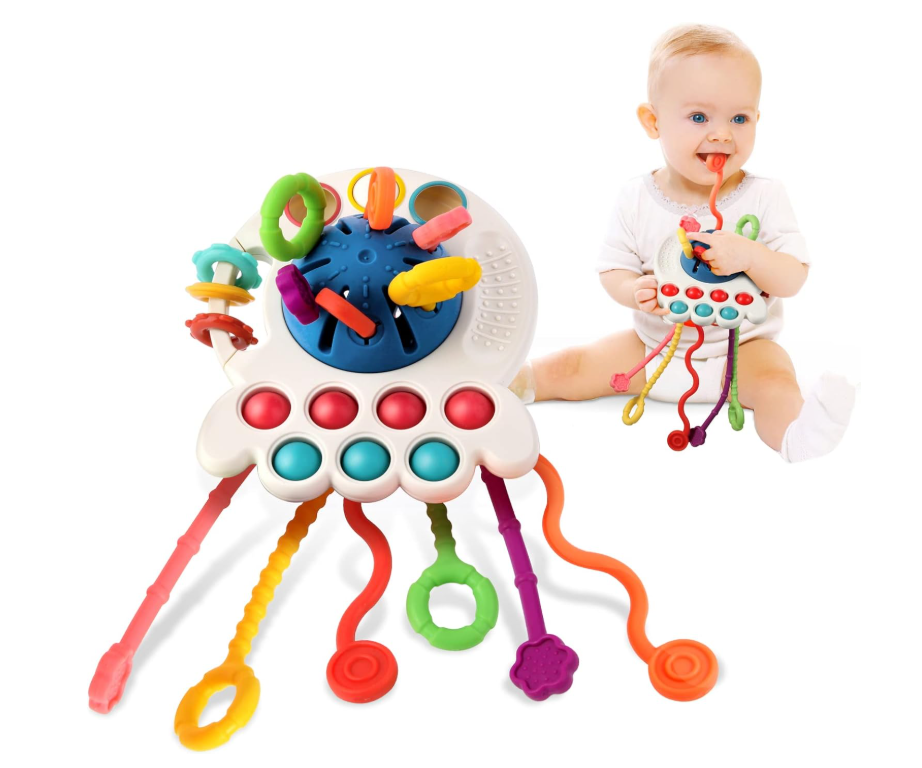 Montessori Toys for Babies Sensory Teething Pull String Activity ...