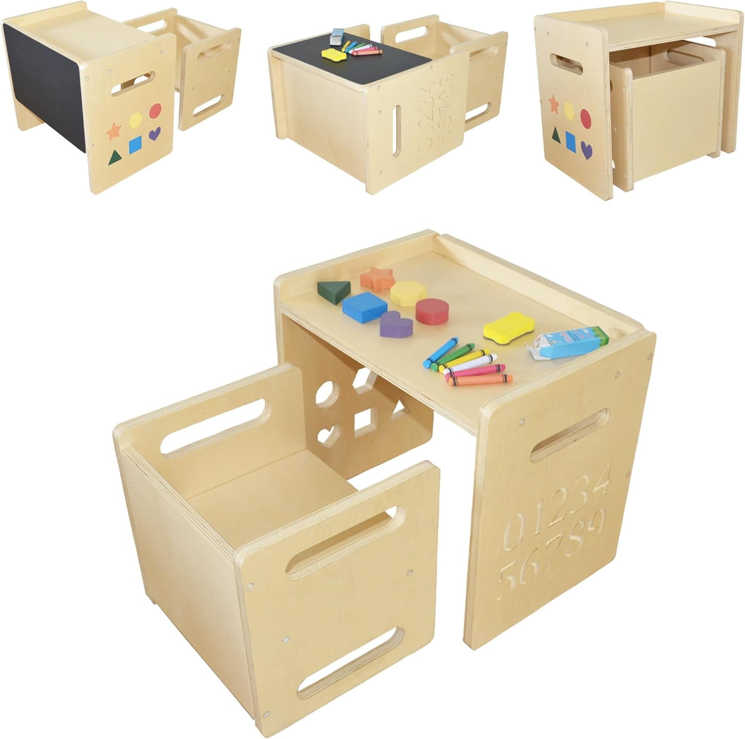 Montessori Weaning Table and Chair Set, Toddler Table and Chair Set ...