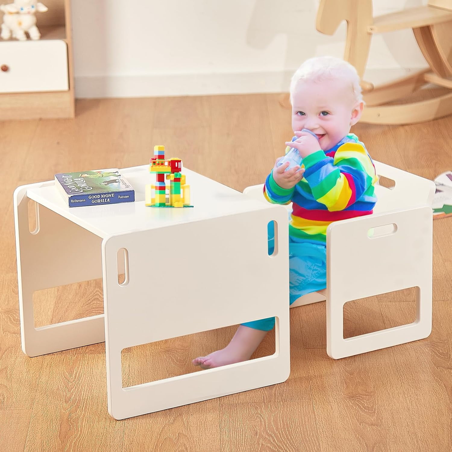 Montessori Weaning Table and Chair Set for Toddlers Age 1-3, Height ...