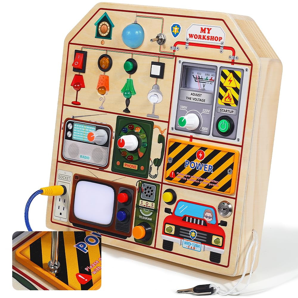 Montessori Wooden Busy Board For Toddlers 1 2 3 Years Old, Wooden ...