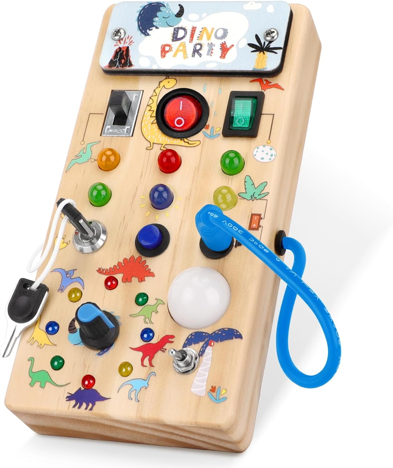 Montessori Wooden Busy Board with 8 LED Light switches, Sensory Toys ...