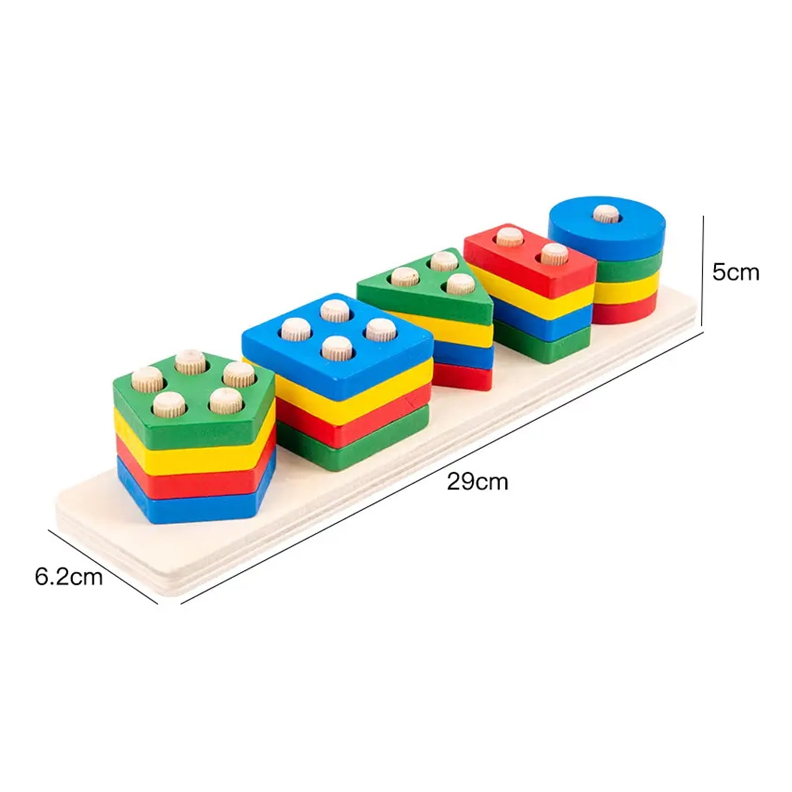 Montessori Wooden Color Sorting Building Block Stacking Preschool ...