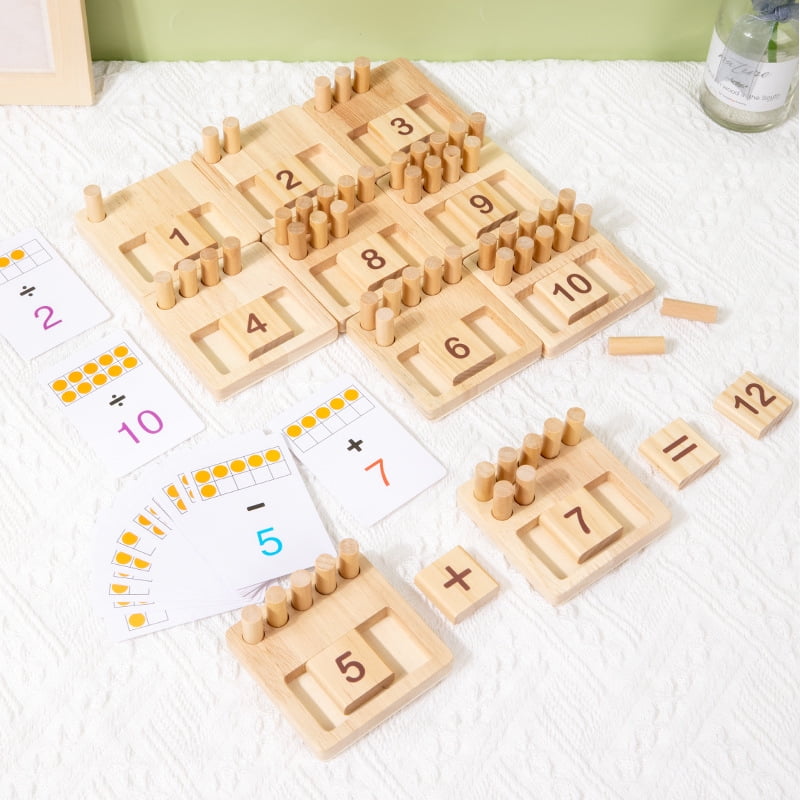 Montessori Wooden Counting Peg Board Toys for Kids 3 Year Olds - Math ...