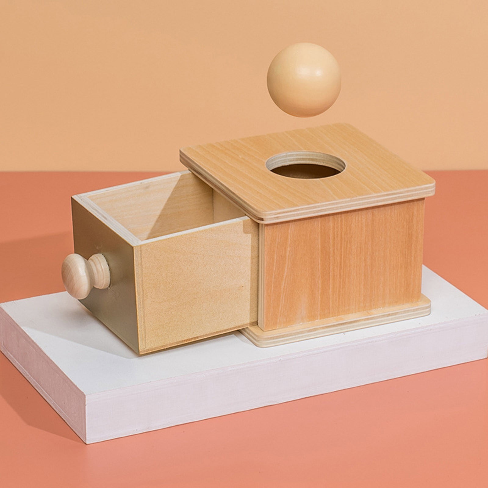 Montessori Wooden Drop Drawer Intelligence Toy Natural Early Learning ...